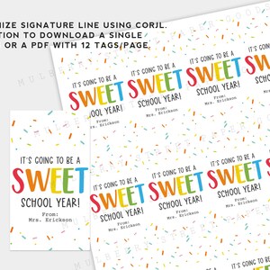 Printable It's Going to Be a Sweet School Year Gift Tag, First Day of ...