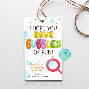 Bubbles of Fun Gift Tag Printable Instant Download Bubbles Gift Tag ...