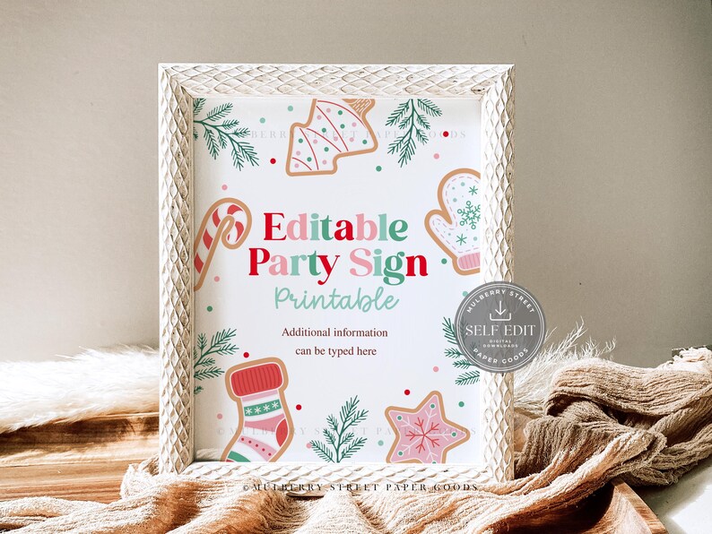 Editable Christmas Party Sign Printable Digital Download Canva Template ...