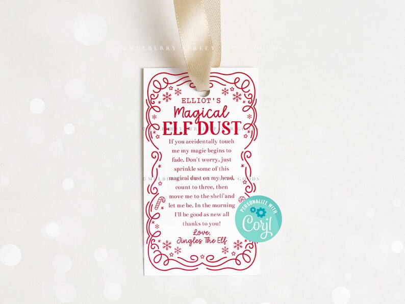 Editable Magical Elf Dust Printable Gift Tag Instant Download ...