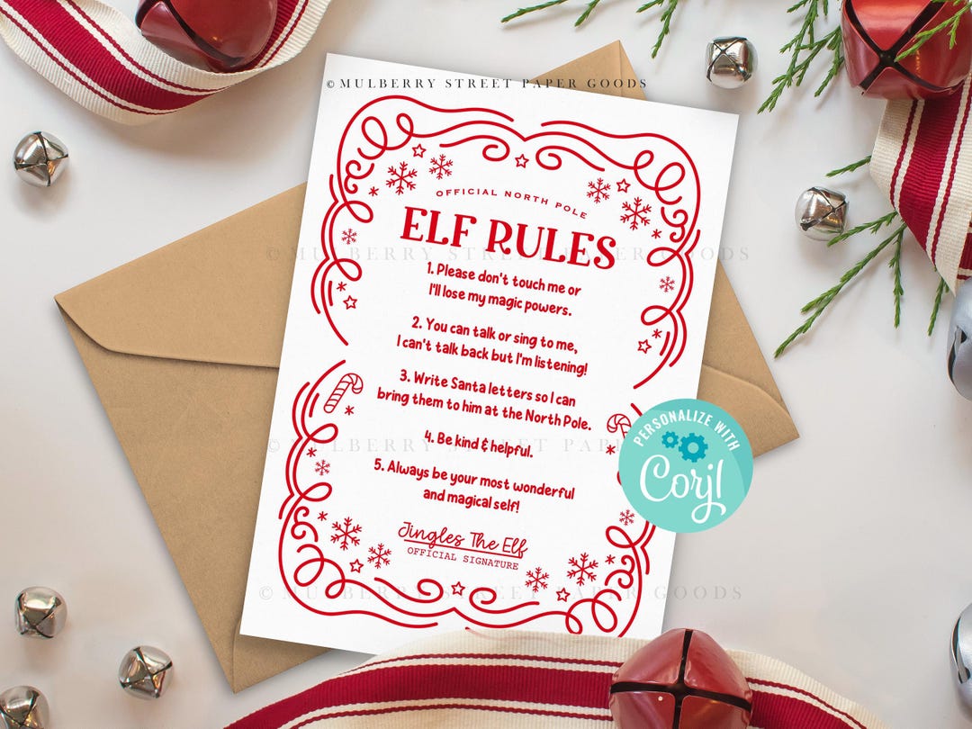 Editable Elf Rules Printable Instant Download Kids Christmas Elf ...
