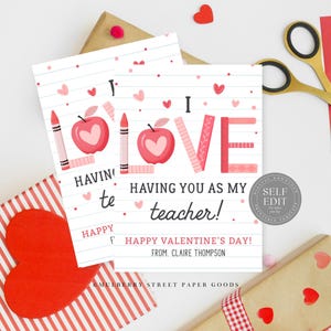 Teacher Valentine Card Printable Digital Download Teacher Valentine's ...