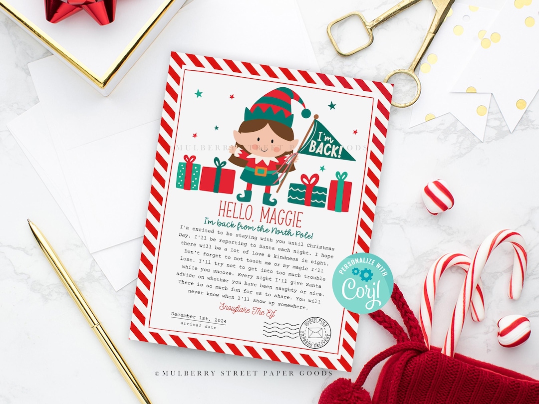 Personalized Elf Arrival Letter Template Digital Download Christmas ...