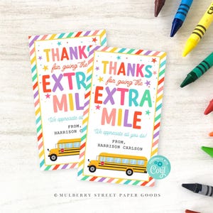 Printable Bus Driver Thank You Gift Tag, Editable Thanks for Going the ...