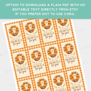 Printable We Are Thankful for You Gift Tag, Happy Thanksgiving Favor ...