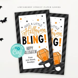Halloween Ring Pop Tag Printable Halloween Bling Ring Treat Tag Digital ...