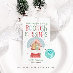 Book Lover Christmas Gift Tag Printable Instant Download Book Club Gift ...