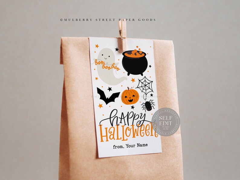Happy Halloween Gift Tag Printable Digital Download Not-so-spooky ...