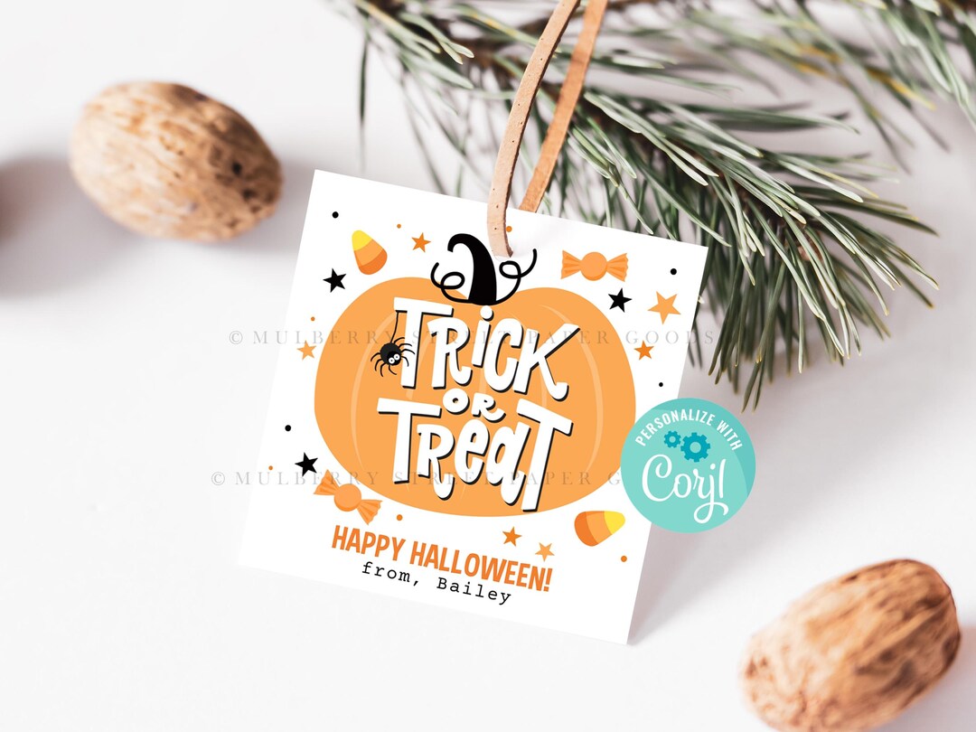 Instant Download Halloween Tag Printable Trick or Treat Happy Halloween ...