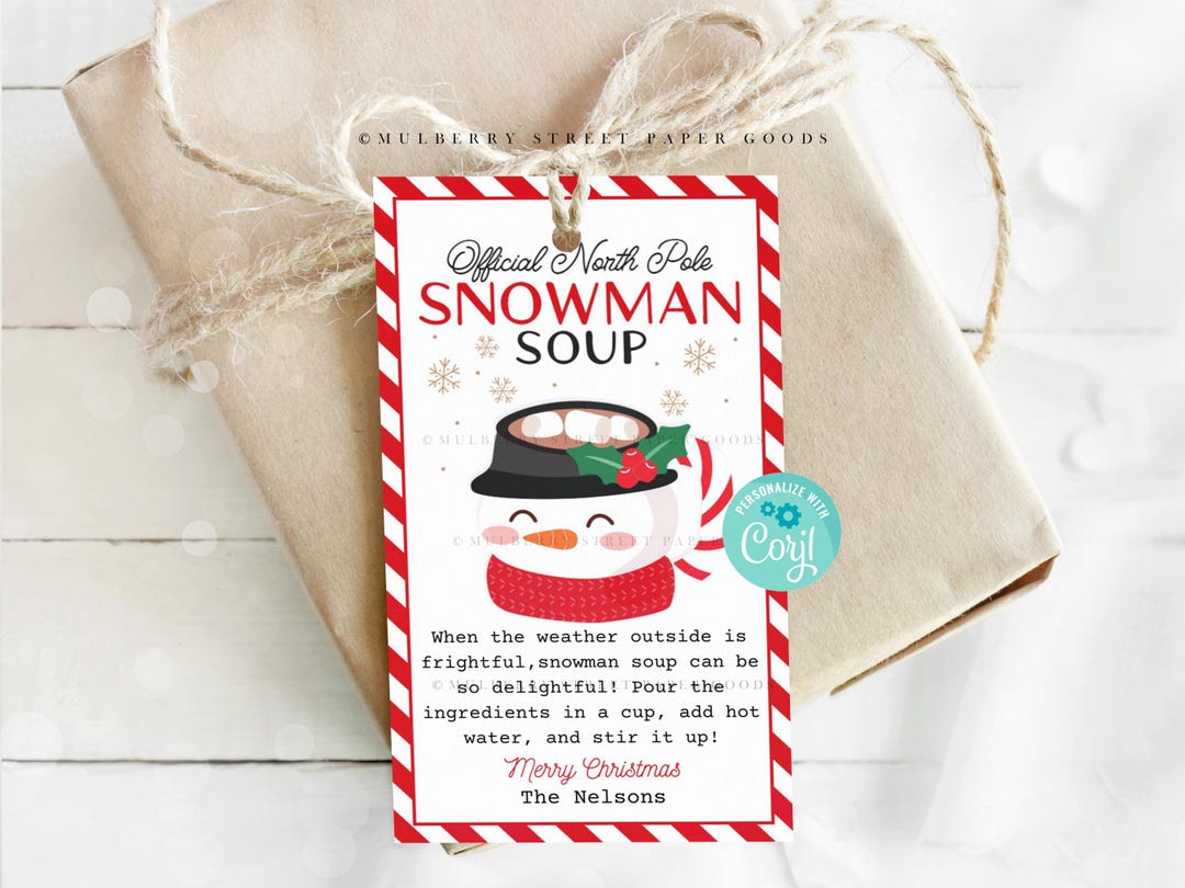 Official North Pole Snowman Soup Gift Tag Printable Instant Download ...