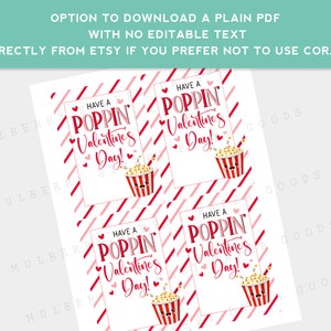 Printable Have a Poppin Valentine's Day Card Kids Classroom Popcorn ...