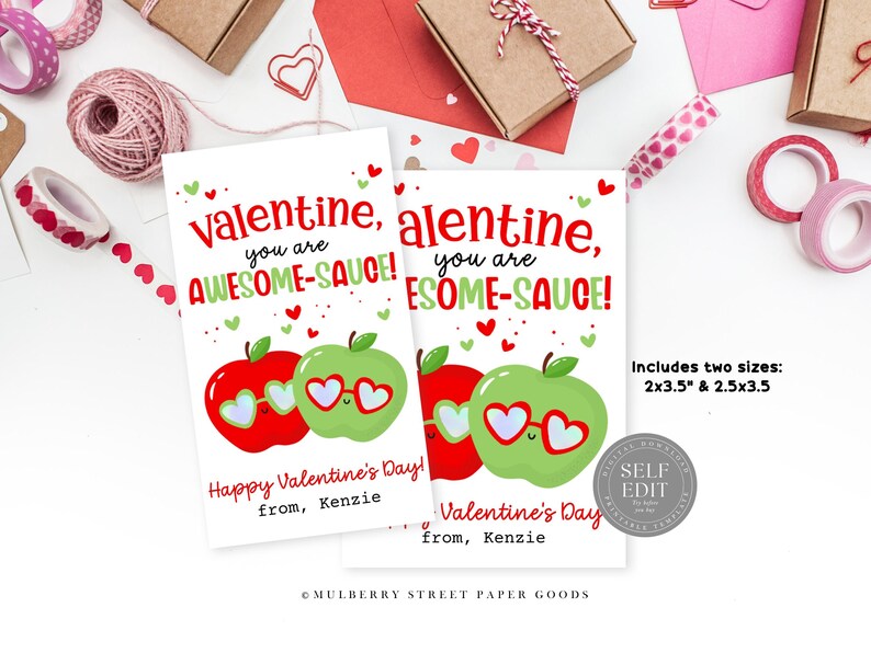 Awesome Sauce Valentine Card Canva Template Applesauce Classroom ...
