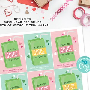 Printable Juice Box Classroom Valentine's Day Card, Instant Download ...