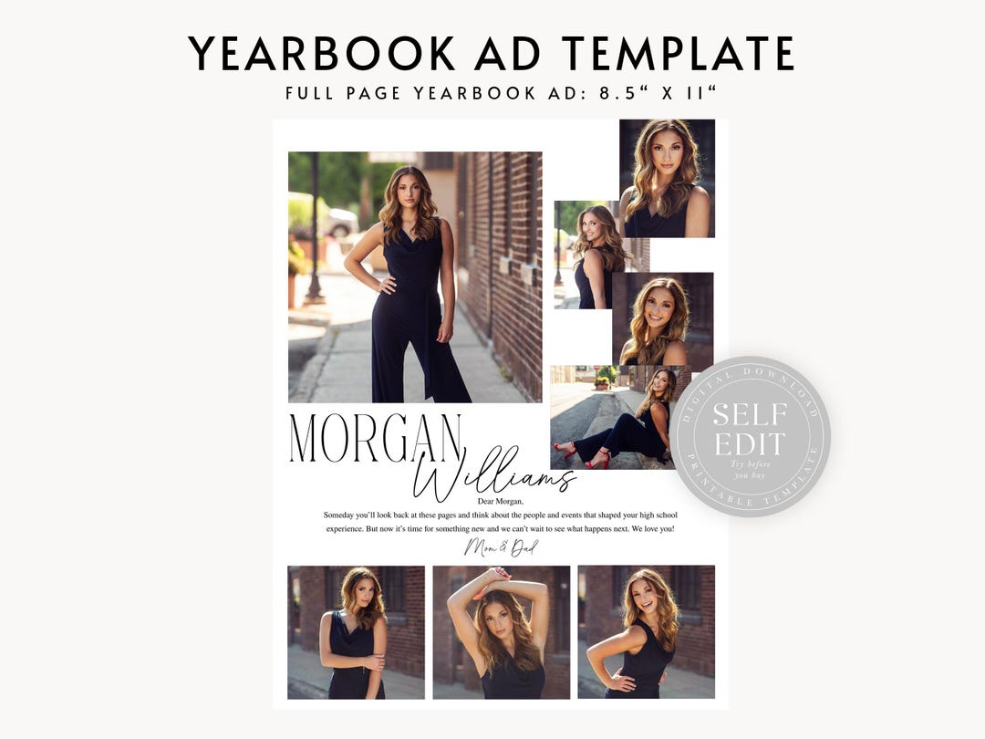 Editable High School Senior Yearbook Recognition Ad, Canva Template ...