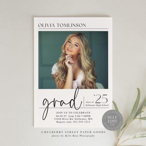 Editable Class of 2025 Graduation Announcement Canva Template ...