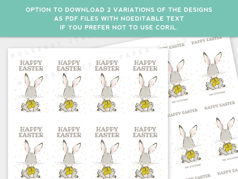 Printable Sweet Easter Bunny Gift Tag, Instant Download Easter Basket ...