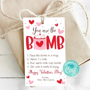 Printable Hot Cocoa Bomb Valentine Gift Tag Teacher Client Classroom ...