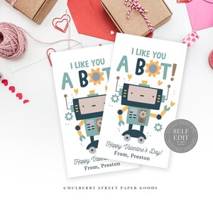 Blue Robot Valentine's Day Card Printable I Like You A Bot Valentine ...