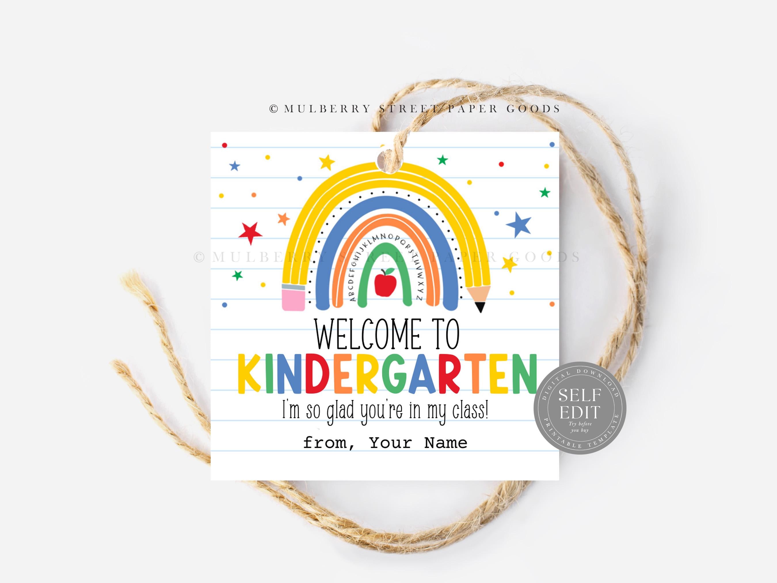 Editable Welcome to Kindergarten Gift Tag Printable First Day of School ...
