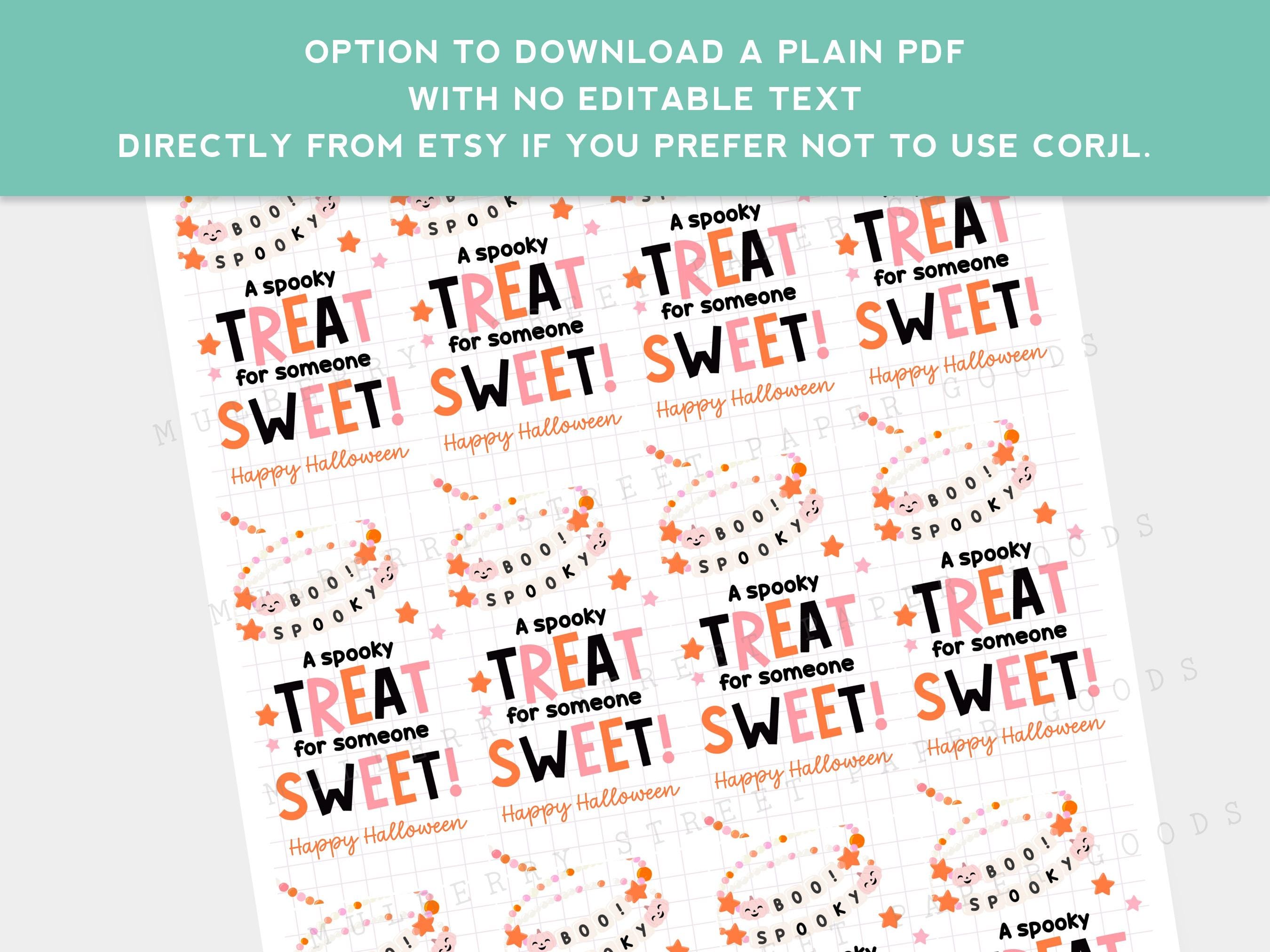 Halloween Printable Gift Tag A Spooky Treat for Someone Sweet ...
