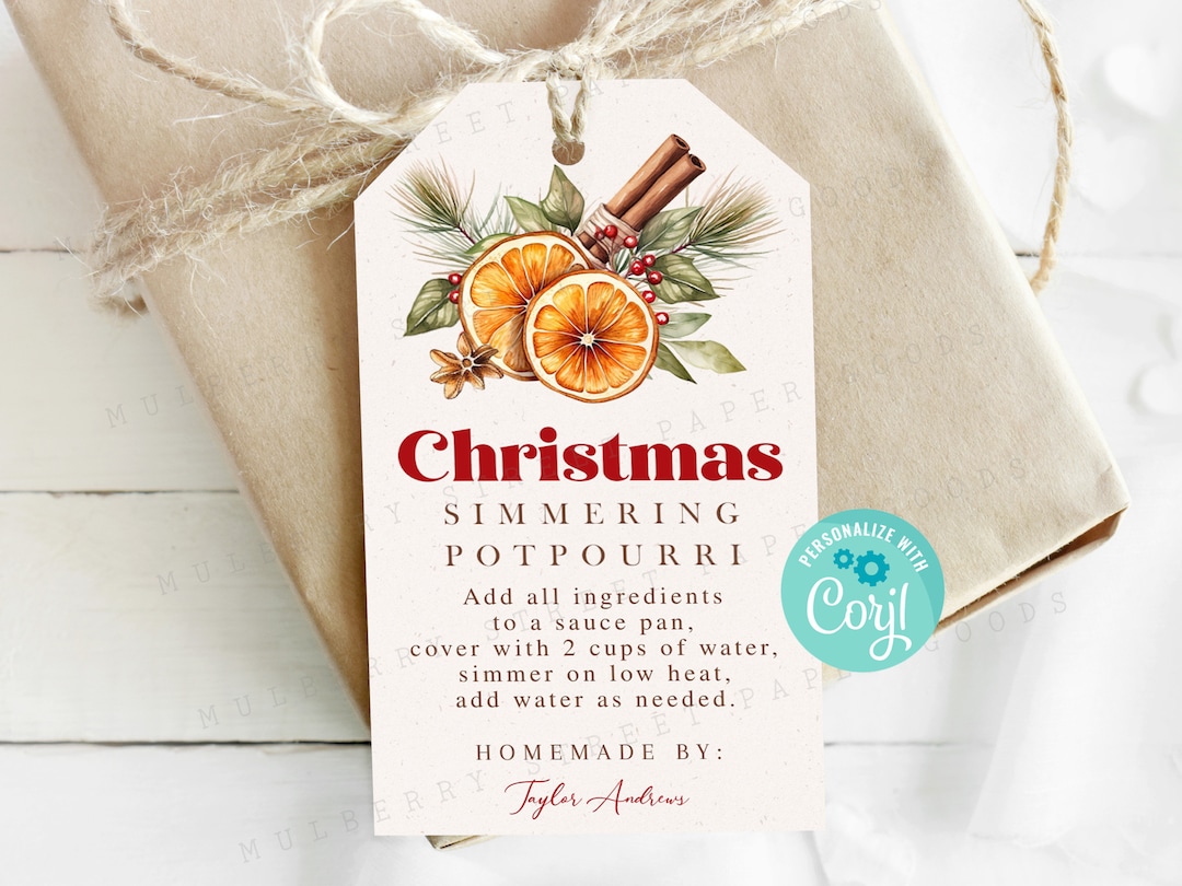 Christmas Simmering Potpourri Gift Tag, Simmer Pot Instructions Tag ...