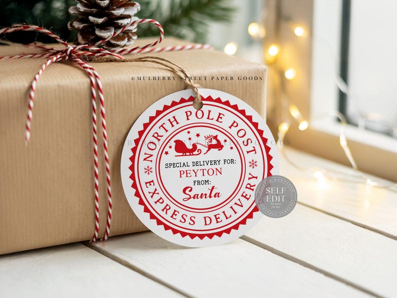 Personalized Santa Sticker Printable Digital Download Custom Christmas ...