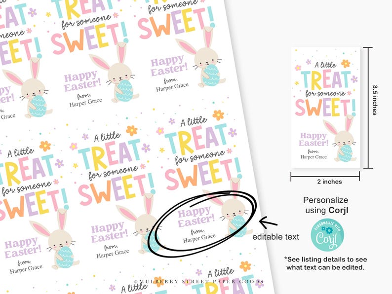 Easter Gift Tag Printable Digital Download A Little Treat for Someone ...