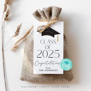 Editable Class of 2025 Graduation Gift Tag Printable Graduation Party ...