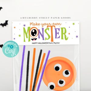 Halloween Make Your Own Monster Bag Topper Halloween Party Favor Build ...