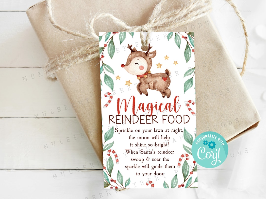 Instant Download Magical Reindeer Food Tag, Christmas Eve Tradition ...