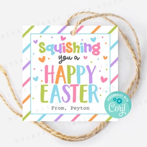 Printable Squishing You a Happy Easter Gift Tag, Easter Basket ...