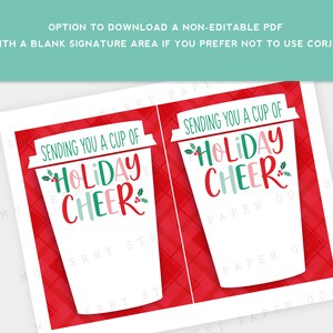 Printable Sending You a Cup of Cheer Gift Card Holder, Christmas Coffee ...