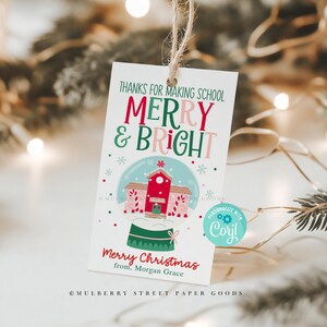 School Christmas Gift Tag Printable Thanks for Making School Merry and ...