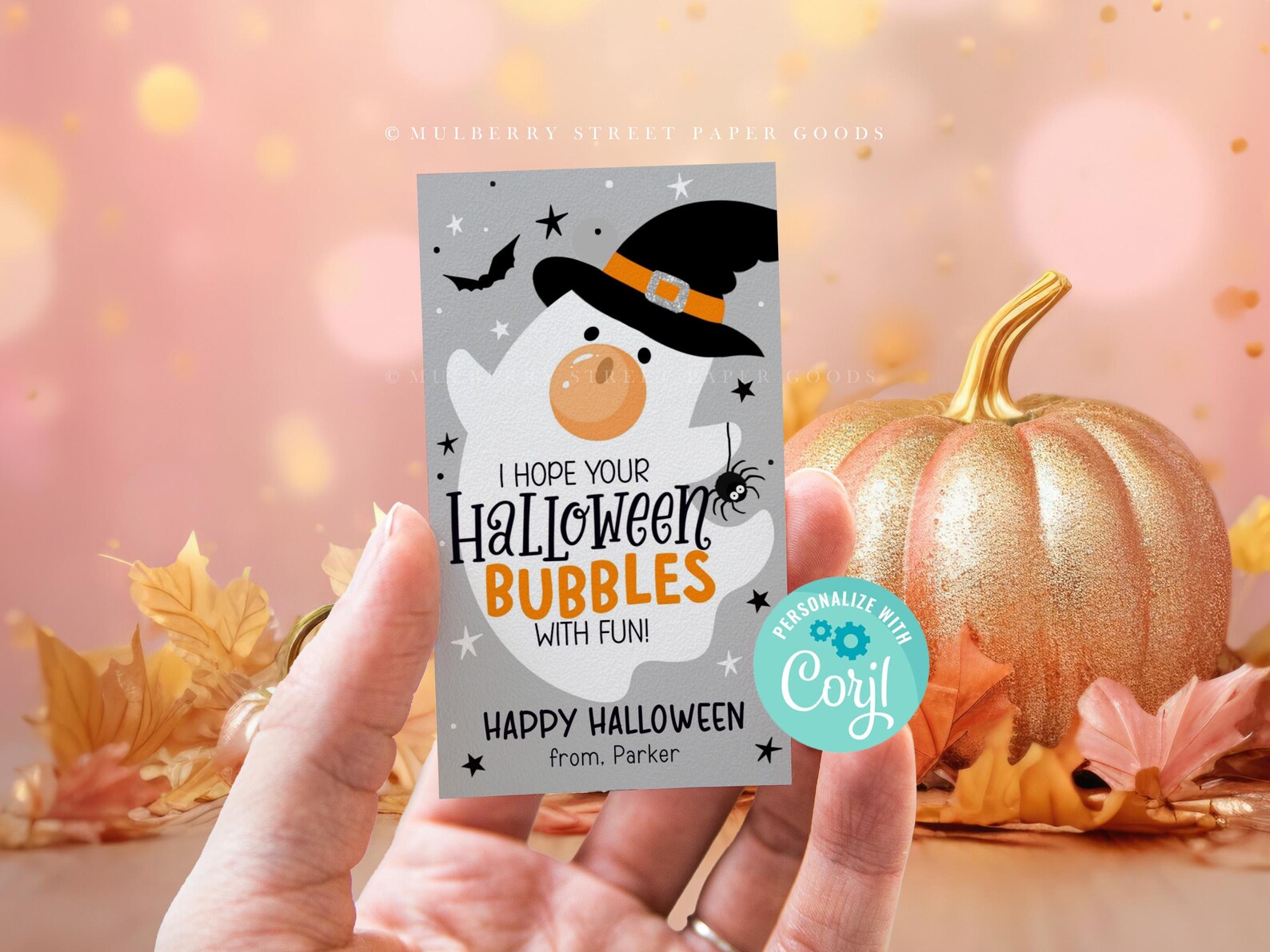 Halloween Bubble Gum Gift Tag Template Cute Ghost Halloween Party ...