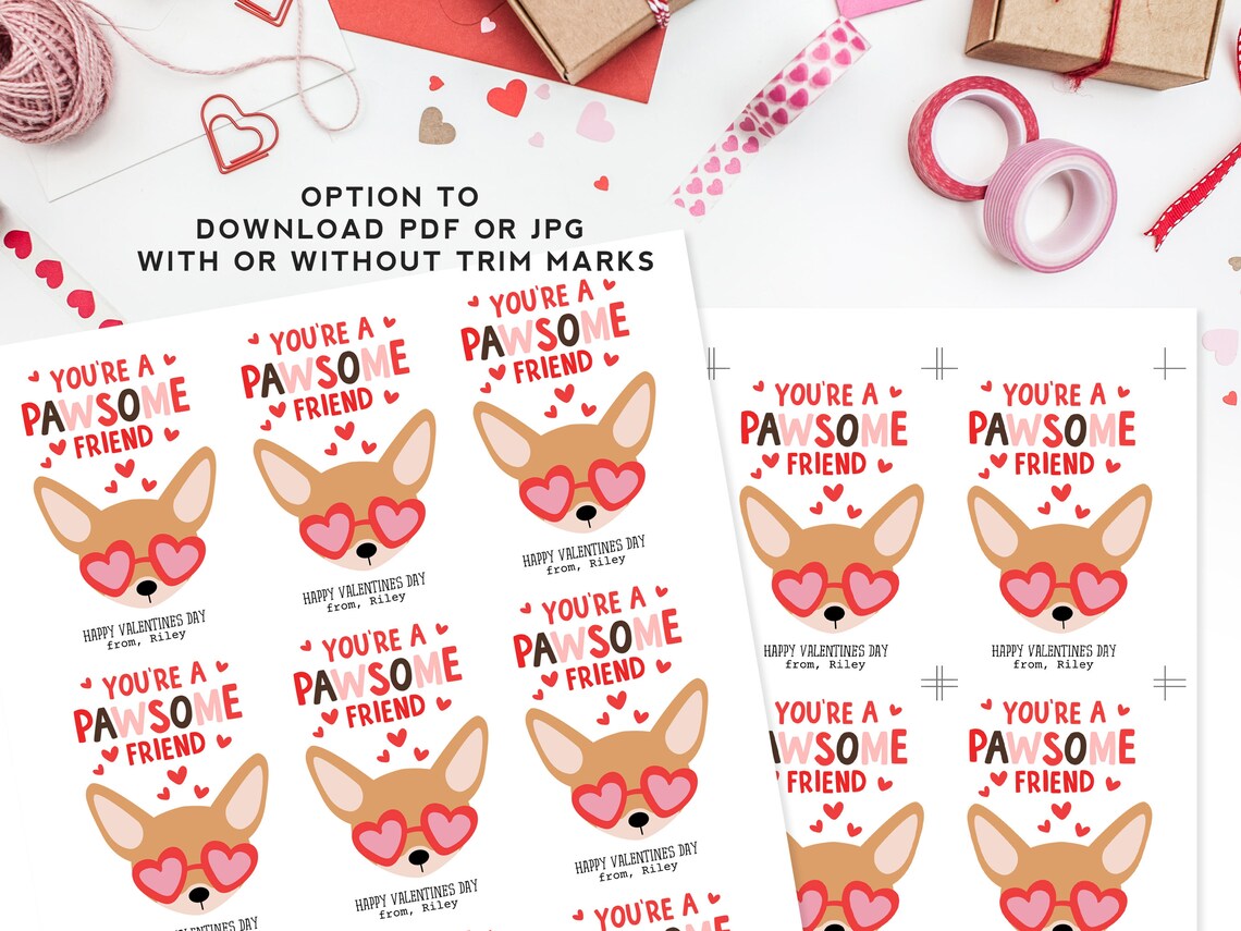 Printable Puppy Valentine's Day Classroom Card Instant | Etsy
