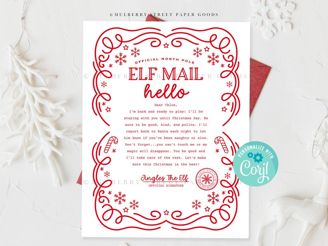 Editable Elf Hello Letter Printable Personalized Christmas Elf Arrival ...