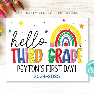 Instant Download Back to School Sign First Day of 3rd Grade Rainbow ...