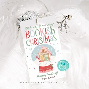 Book Lover Christmas Gift Tag Printable Instant Download Book Club Gift ...