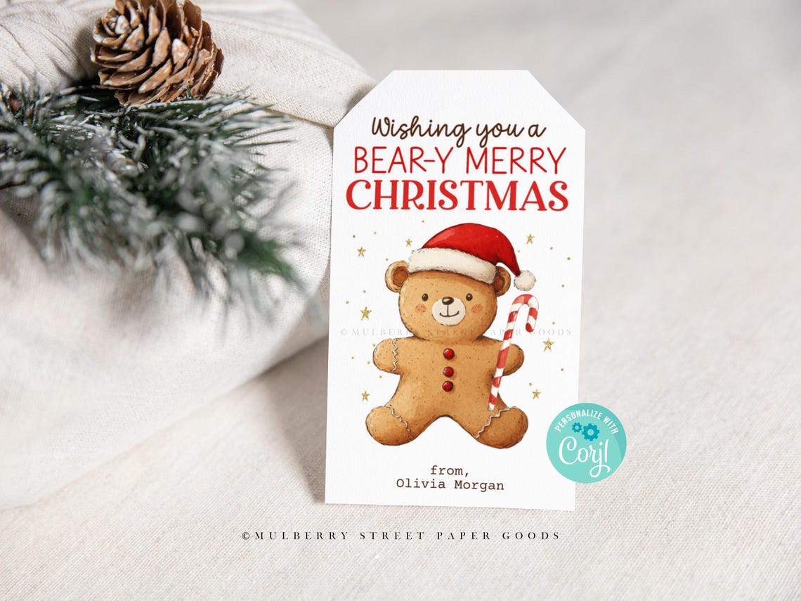Cute Christmas Bear Gift Tag Printable Have A Beary Merry Christmas ...