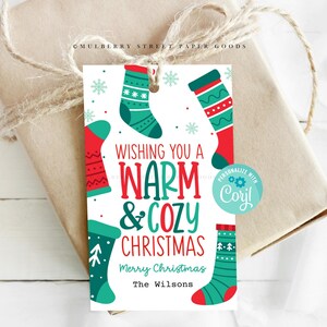 Christmas Socks Gift Tag Printable Have A Warm and Cozy Christmas Tag ...