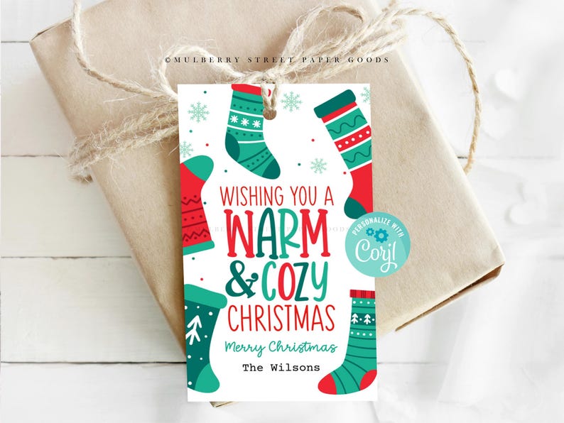 Christmas Socks Gift Tag Printable Have A Warm and Cozy Christmas Tag ...