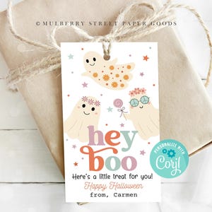 Personalized Halloween Gift Tag Printable, Hey Boo Groovy Ghosts ...