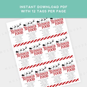 Printable Magical Blend Reindeer Food Tag, Instant Download Christmas ...