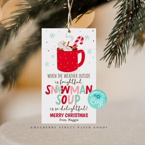Snowman Soup Hot Chocolate Gift Tag Printable Christmas Hot Chocolate ...