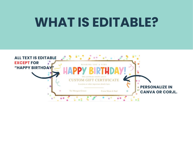 Editable Birthday Gift Certificate Canva Template Digital Download ...