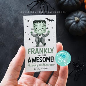 Editable Halloween Gift Tag Instant Download Cute Frankenstein ...