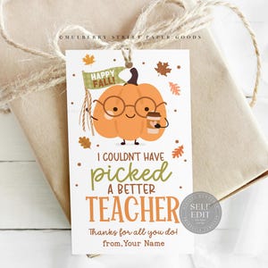 Happy Fall Teacher Gift Tag Printable Digital Download Pumpkin I Couldn ...