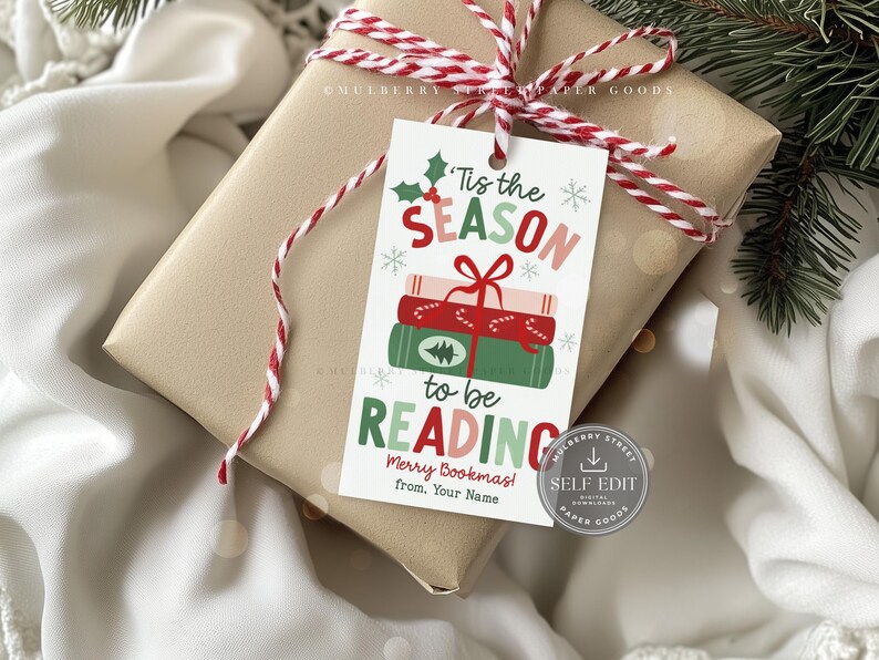 Christmas Book Gift Tag Printable Digital Download Canva Favorite ...