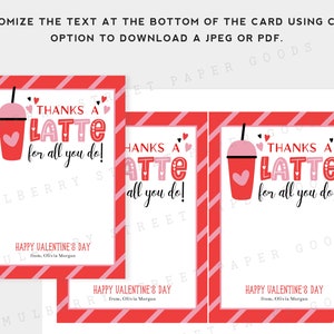 Printable Thanks a Latte for All You Do Valentine's Day Coffee Gift ...