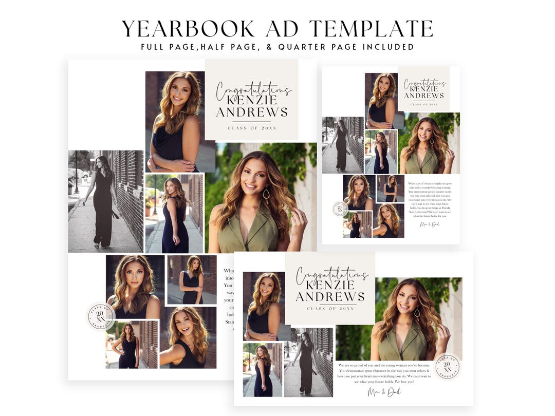 Editable Yearbook Ad Canva Template Senior Yearbook Tribute Template ...